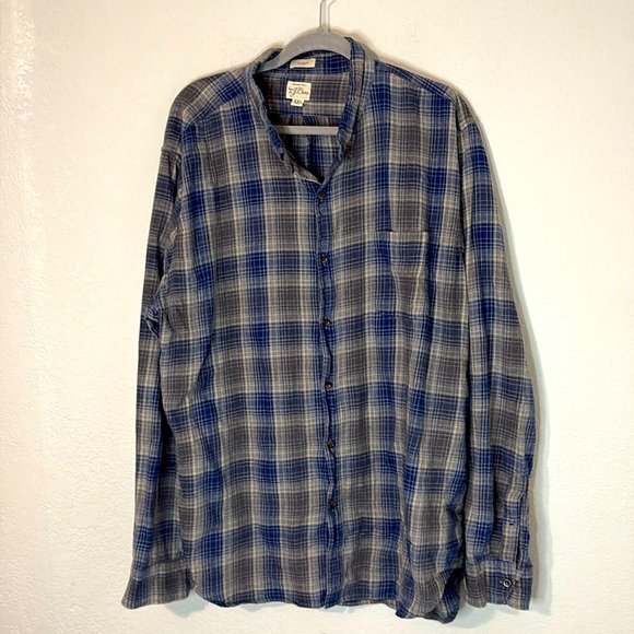 J. Crew | Shirts | J Crew Flannel Cotton Blue Gray Plaid Xxl | Poshmark